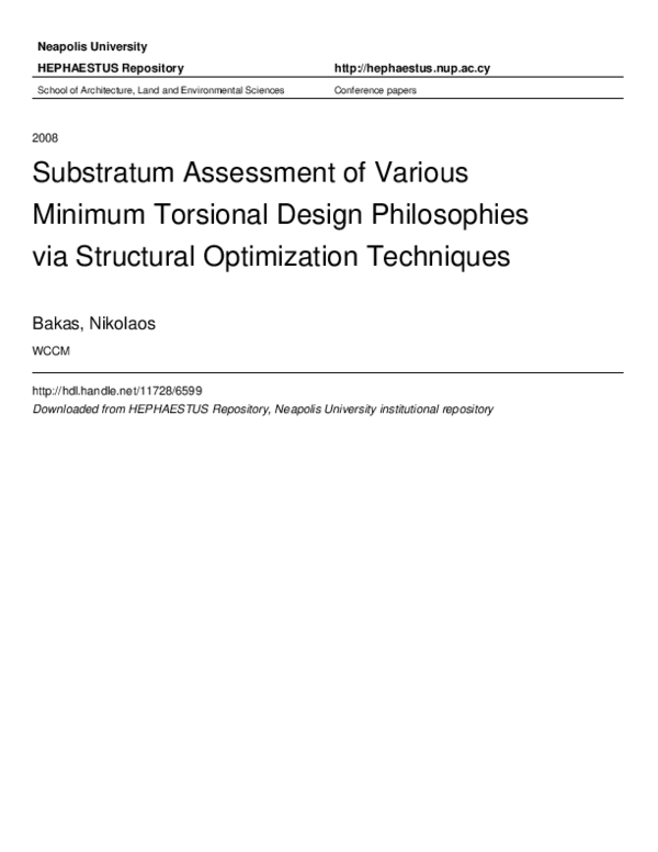 (PDF) Substratum Assessment of Various Minimum Torsional Design Philosophies via Structural ...