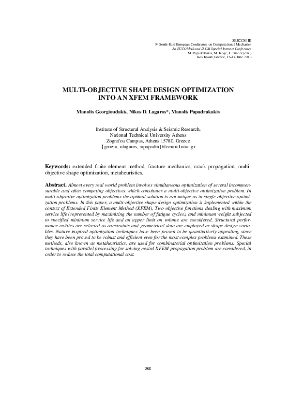 (PDF) Multi-Objective Shape Design Optimization Into an Xfem Framework