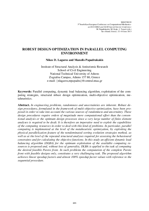 (PDF) Robust Design Optimization in Parallel Computing Environment