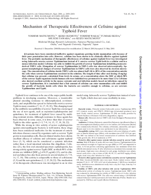 (PDF) Mechanism of Therapeutic Effectiveness of Cefixime against ...