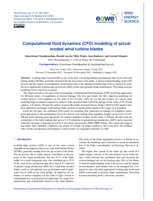 Pdf Computational Fluid Dynamics Cfd Modeling Of Actual Eroded Wind
