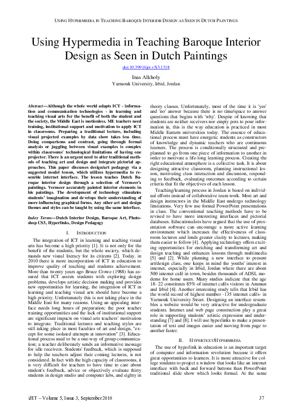 (PDF) Using Hypermedia in Teaching Art & Design: Baroque Dutch Paintings