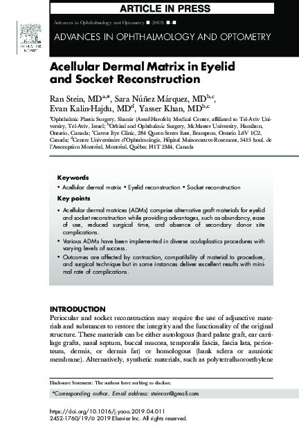 (PDF) Acellular Dermal Matrix in Eyelid and Socket Reconstruction