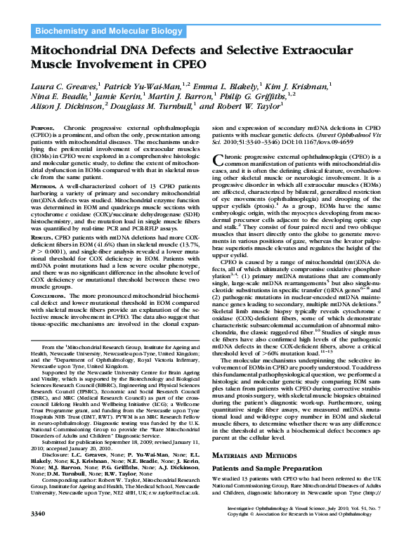 (PDF) Mitochondrial DNA Defects and Selective Extraocular Muscle ...