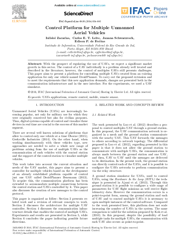 (PDF) Control Platform for Multiple Unmanned Aerial Vehicles