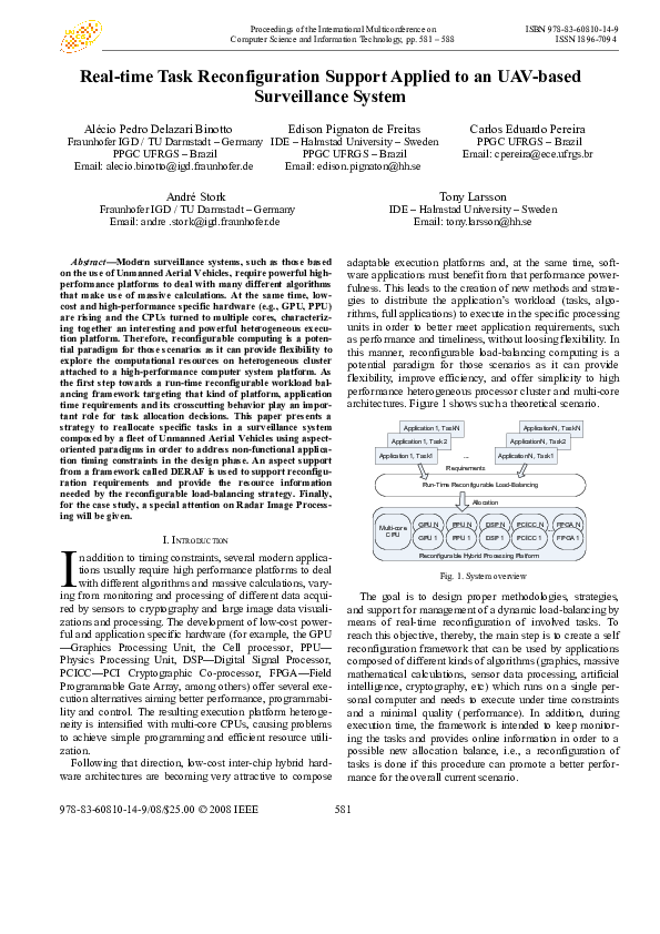 (PDF) Real-time task reconfiguration support applied to an UAV-based surveillance system