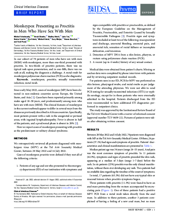 (PDF) Mpox and Proctitis in MSM Patients
