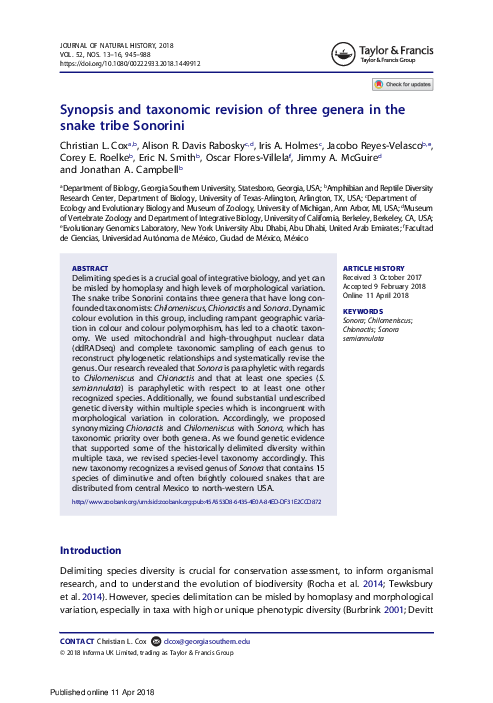 (PDF) Synopsis and taxonomic revision of three genera in the snake ...