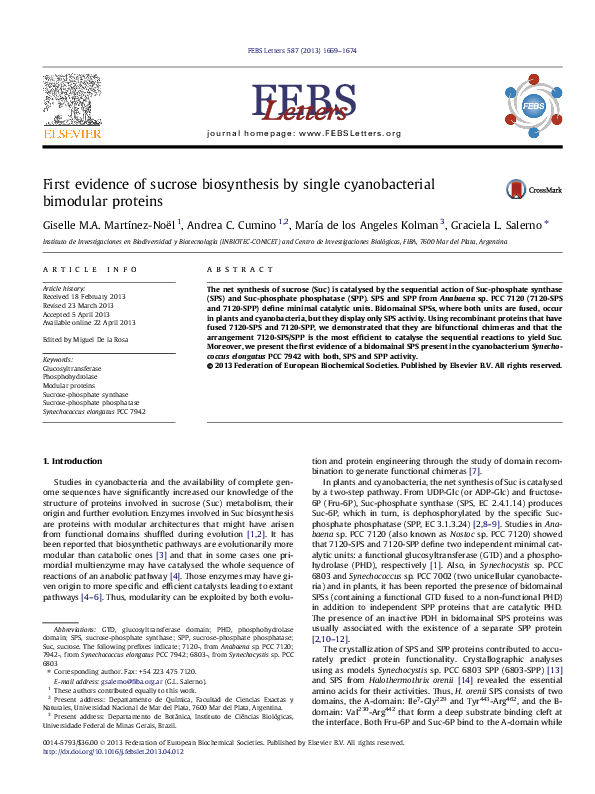 (PDF) First evidence of sucrose biosynthesis by single cyanobacterial ...