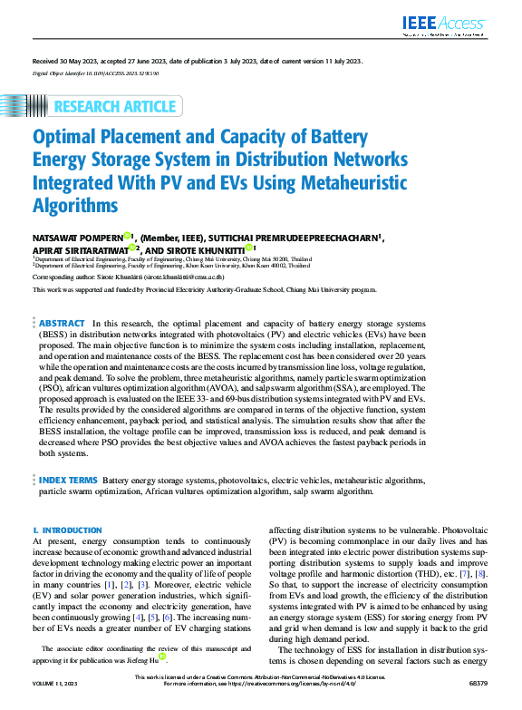 (PDF) Optimal Placement and Capacity of Battery Energy Storage System in Distribution Networks ...