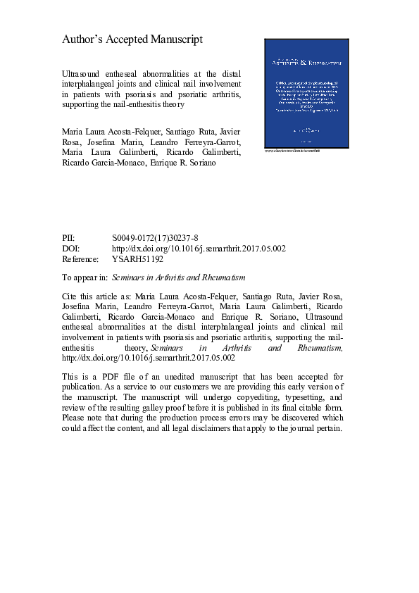 (PDF) Ultrasound entheseal abnormalities at the distal interphalangeal ...