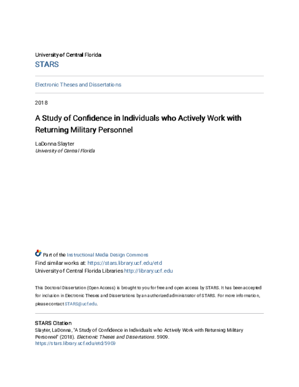 (PDF) A Study of Confidence in Individuals who Actively Work with ...
