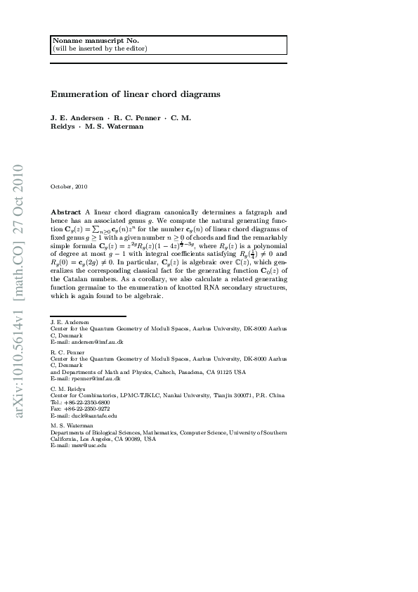 (PDF) Enumeration of linear chord diagrams