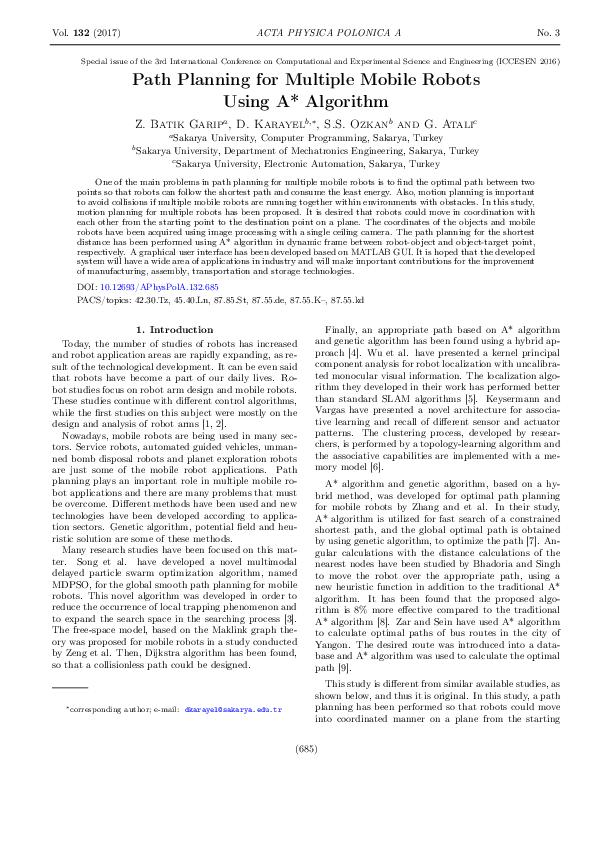 Pdf Path Planning For Multiple Mobile Robots Using A Algorithm