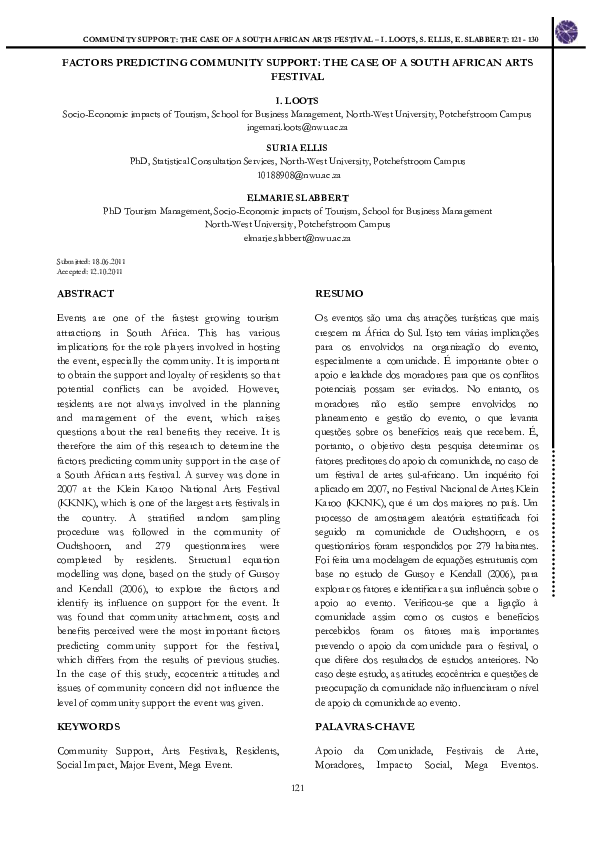 (PDF) Factors predicting community support: The case of a south african ...