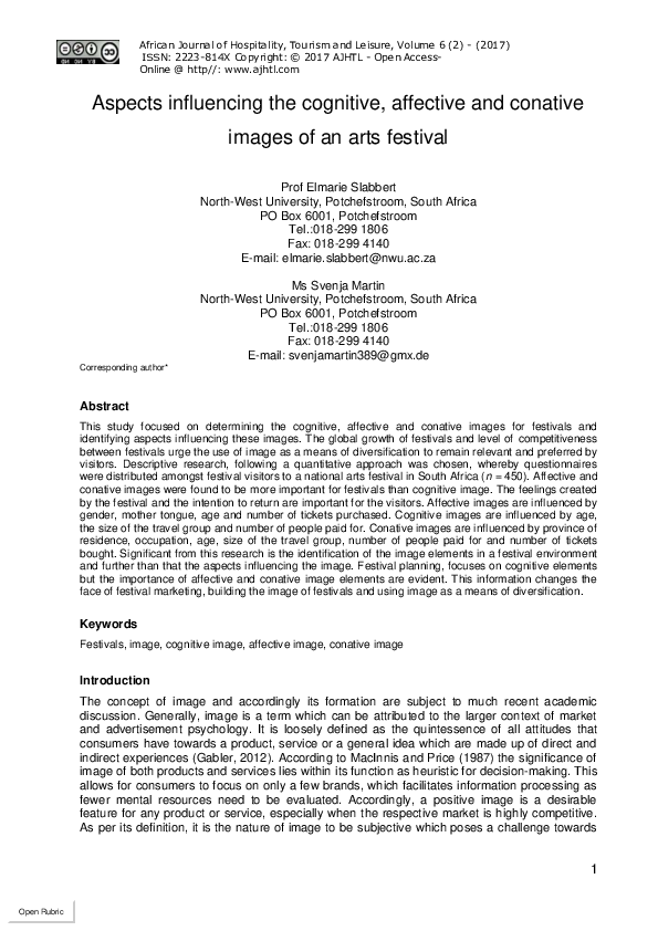 (PDF) Aspects influencing the cognitive , affective and conative images ...