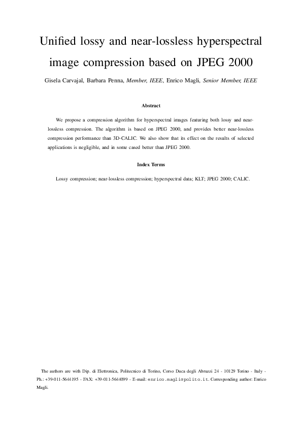 (PDF) Unified Lossy and Near-Lossless Hyperspectral Image Compression Based on JPEG 2000