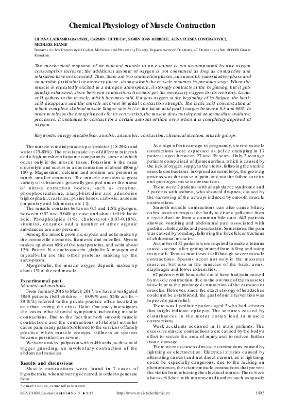 (PDF) Chemical Physiology of Muscle Contraction