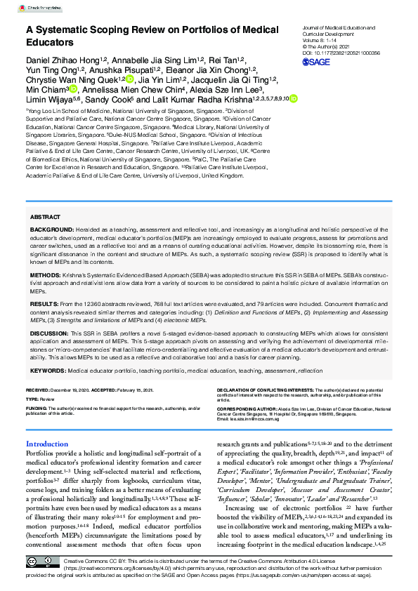 (PDF) A Systematic Scoping Review on Portfolios of Medical Educators