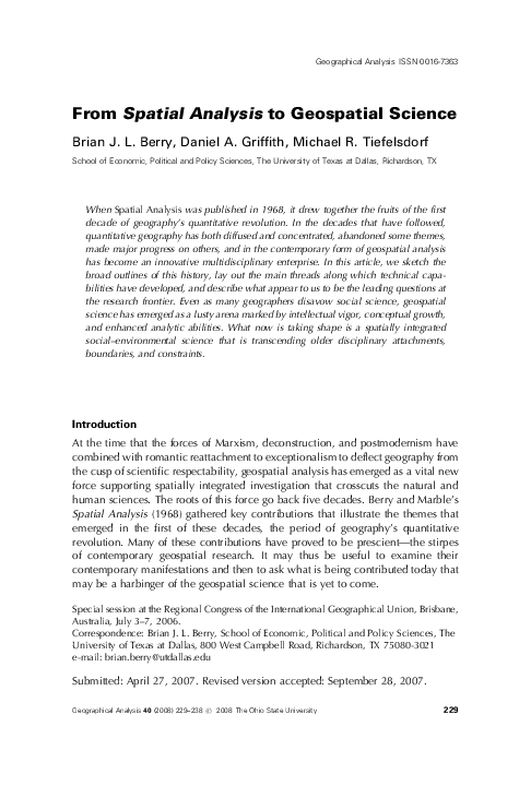 (PDF) Evolution of Geospatial Science and Analysis