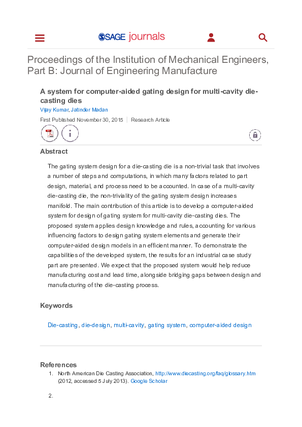 (PDF) A system for computer-aided gating design for multi-cavity die