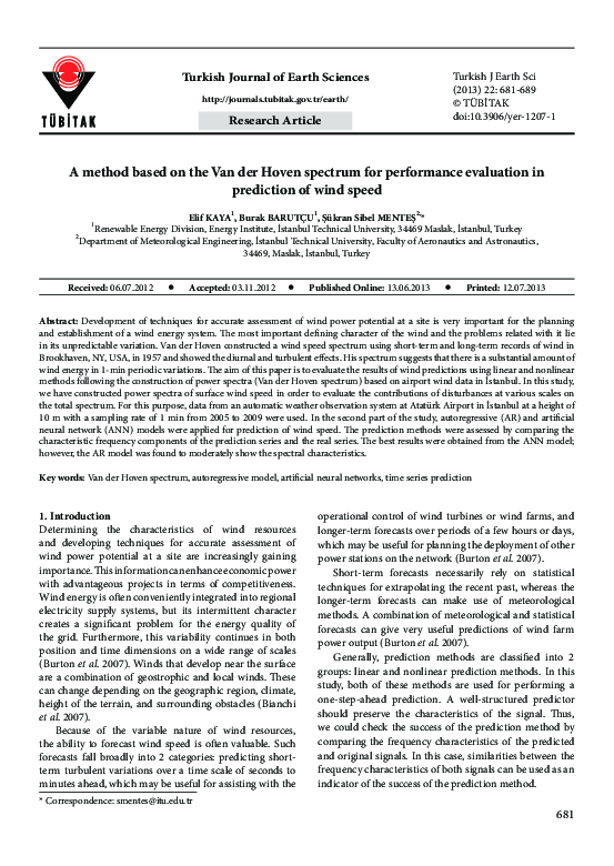 (PDF) A method based on the Van der Hoven spectrum for performance ...