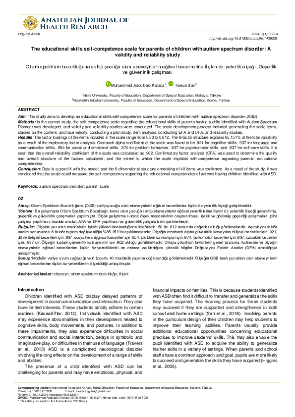(PDF) The educational skills self-competence scale for parents of children with autism spectrum ...