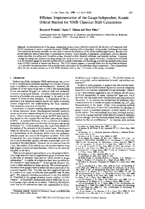 (PDF) Efficient implementation of the gauge-independent atomic orbital method for NMR chemical ...