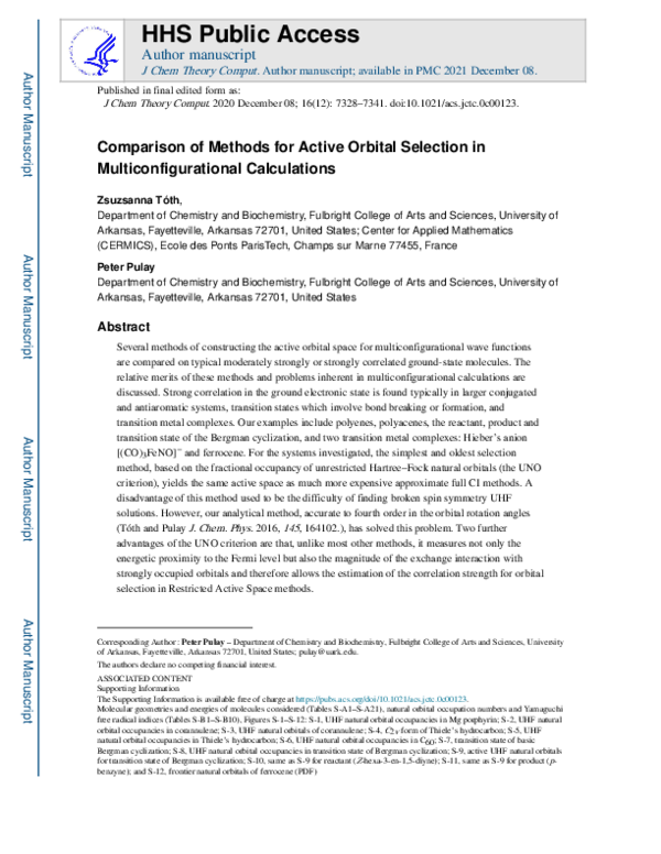 (PDF) Comparison of Methods for Active Orbital Selection in ...