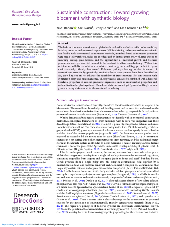 (PDF) Sustainable construction: Toward growing biocement with synthetic ...