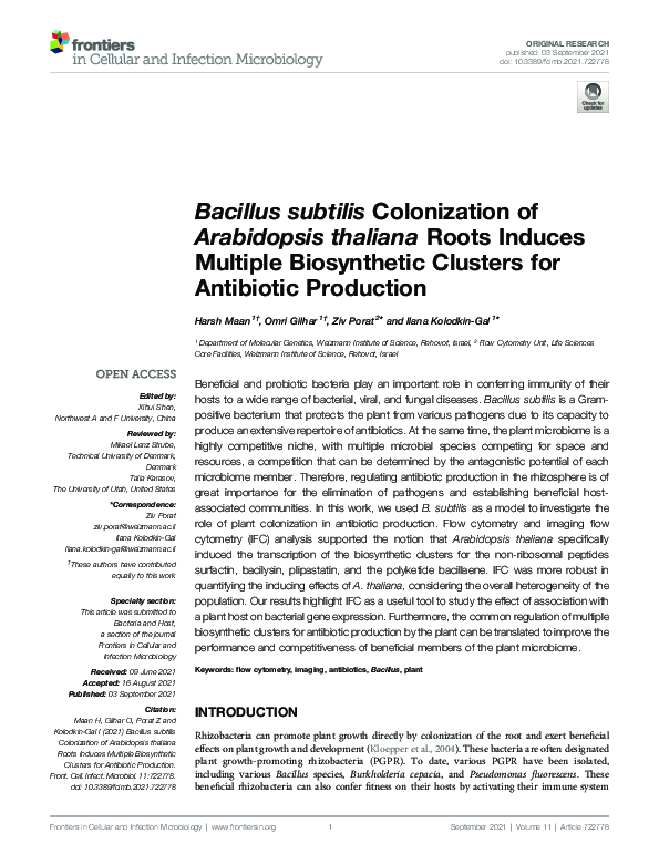 (PDF) Bacillus subtilis Colonization of Arabidopsis thaliana Roots ...
