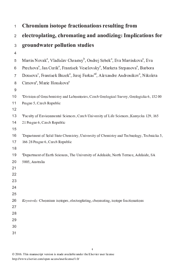 (PDF) Chromium isotope fractionations resulting from electroplating ...