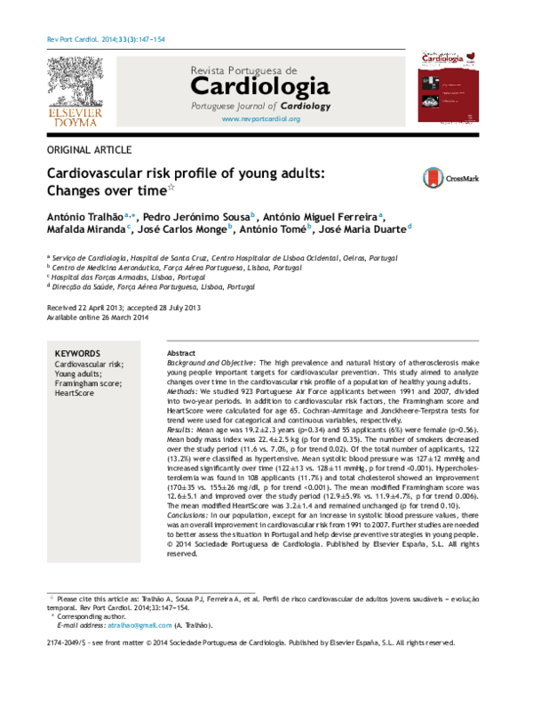 (PDF) Cardiovascular risk profile of young adults: changes over time
