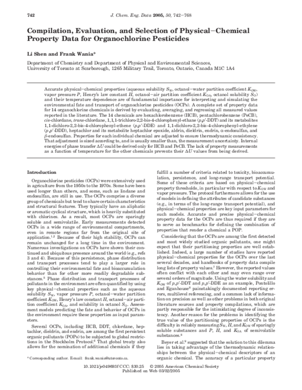 (PDF) Compilation, Evaluation, and Selection of Physical-Chemical ...