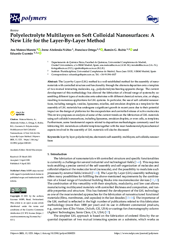 (PDF) Polyelectrolyte Multilayers on Soft Colloidal Nanosurfaces: A New Life for the Layer-By ...