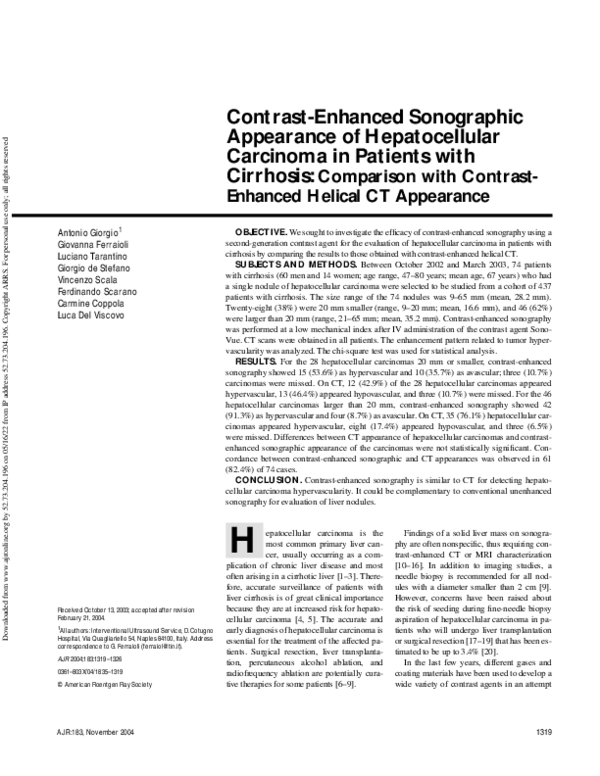 (PDF) Contrast-Enhanced Sonographic Appearance of Hepatocellular Carcinoma in Patients with ...