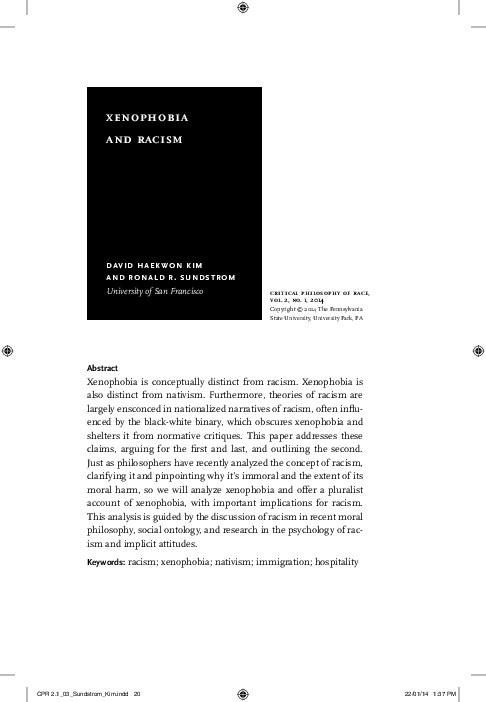 (PDF) Xenophobia and Racism