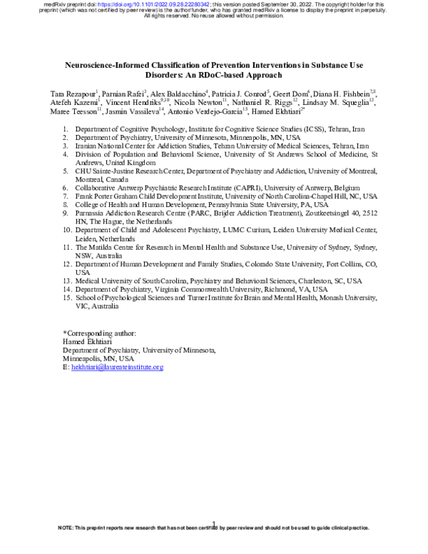 (PDF) Neuroscience-Informed Classification of Prevention Interventions ...