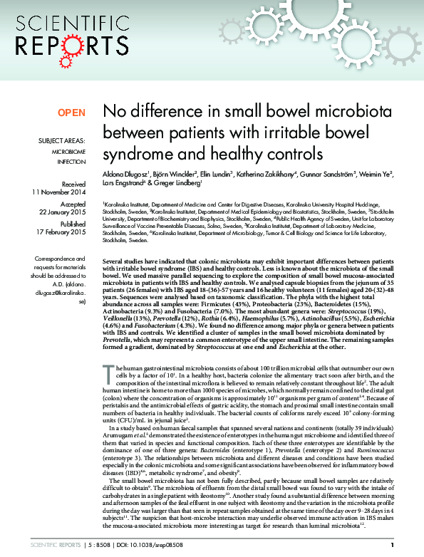 (PDF) No difference in small bowel microbiota between patients with irritable bowel syndrome and ...