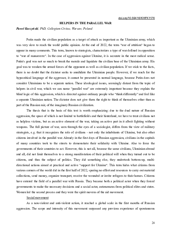 (PDF) Helpers in the Parallel War