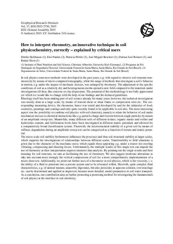 (PDF) How to interpret rheometry, an innovative technique in soil ...