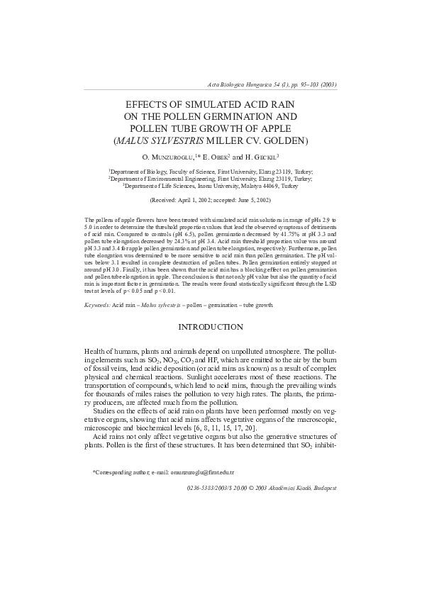(PDF) Effects of simulated acid rain on the pollen germination and ...