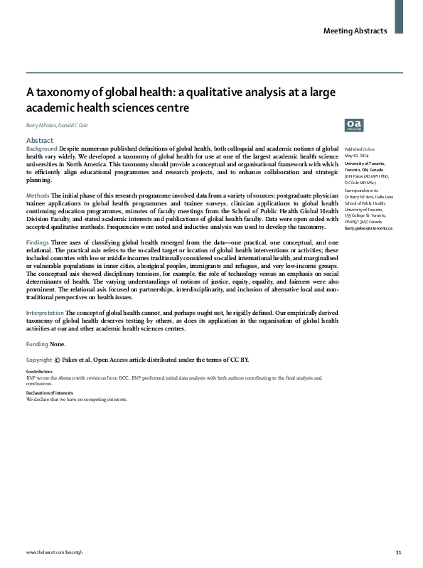(PDF) A taxonomy of global health: a qualitative analysis at a large ...