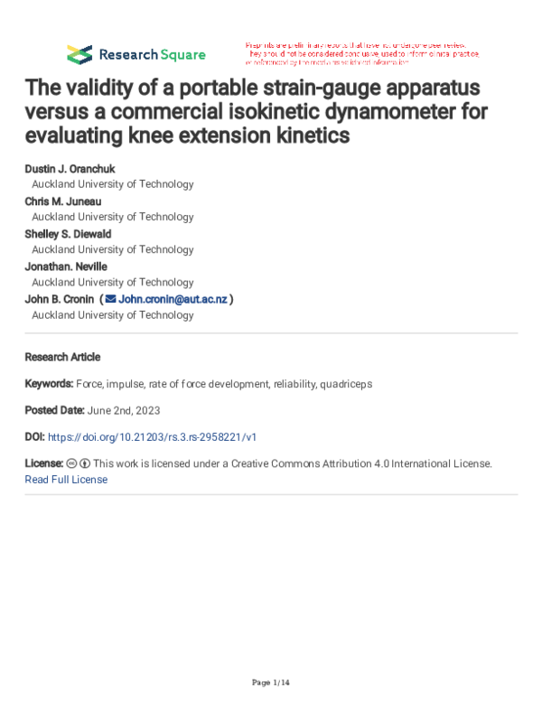 (PDF) The validity of a portable strain-gauge apparatus versus a ...