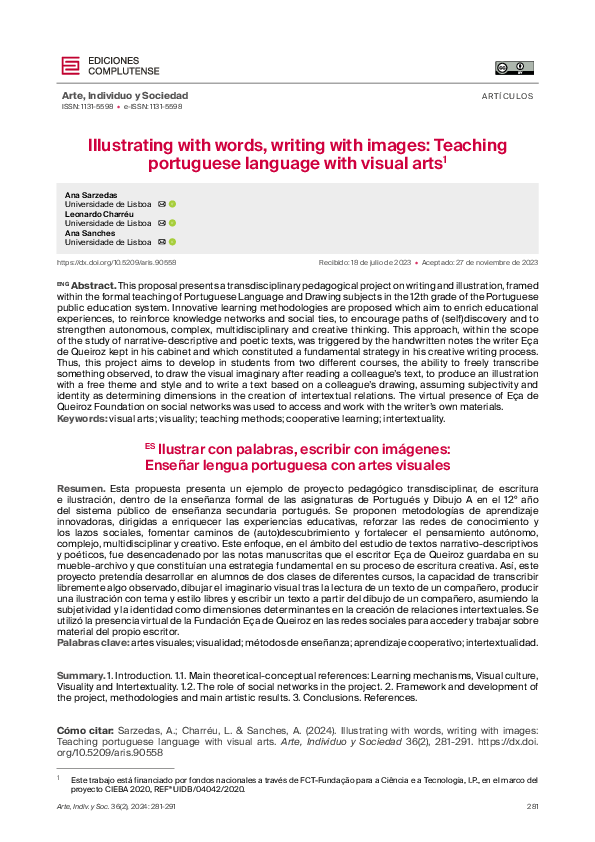 (PDF) Illustrating with words, writing with images: Teaching portuguese ...