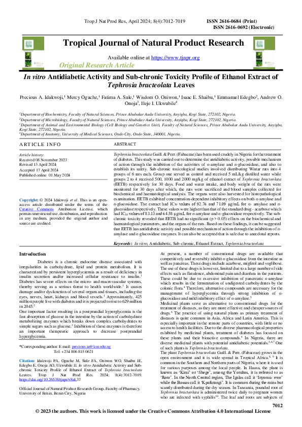 (PDF) Tropical Journal of Natural Product Research