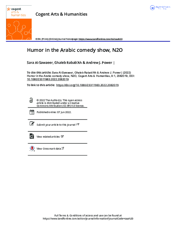 (PDF) Humor in the Arabic comedy show, N2O