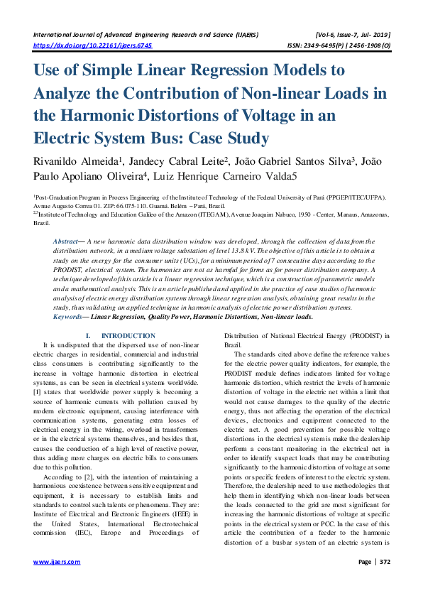 (PDF) Analyzing Voltage Harmonics via Linear Regression