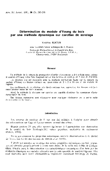 (PDF) Détermination du module d'Young du bois par une méthode dynamique ...