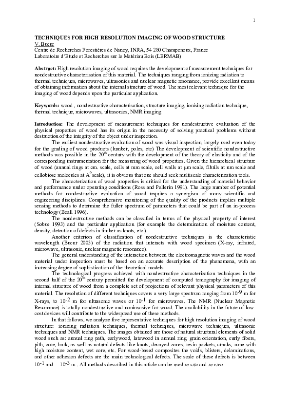 (PDF) Techniques for high resolution imaging of wood structure: a review